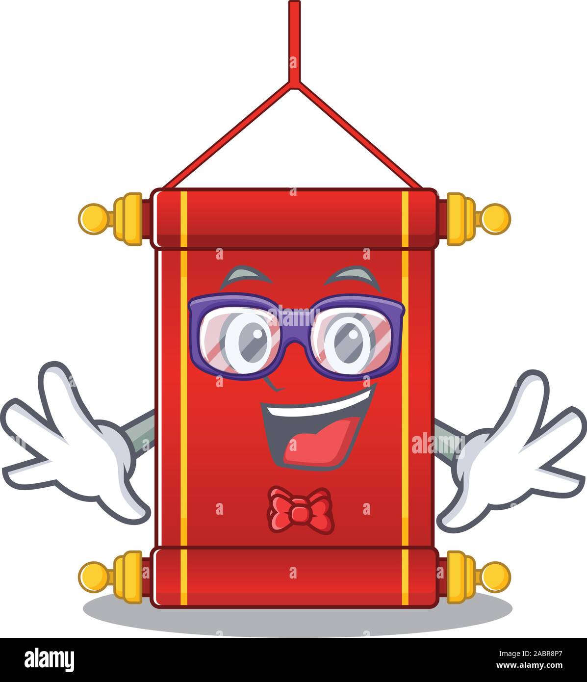 Super Funny Geek smart chinese scrolls mascot cartoon style Stock ...
