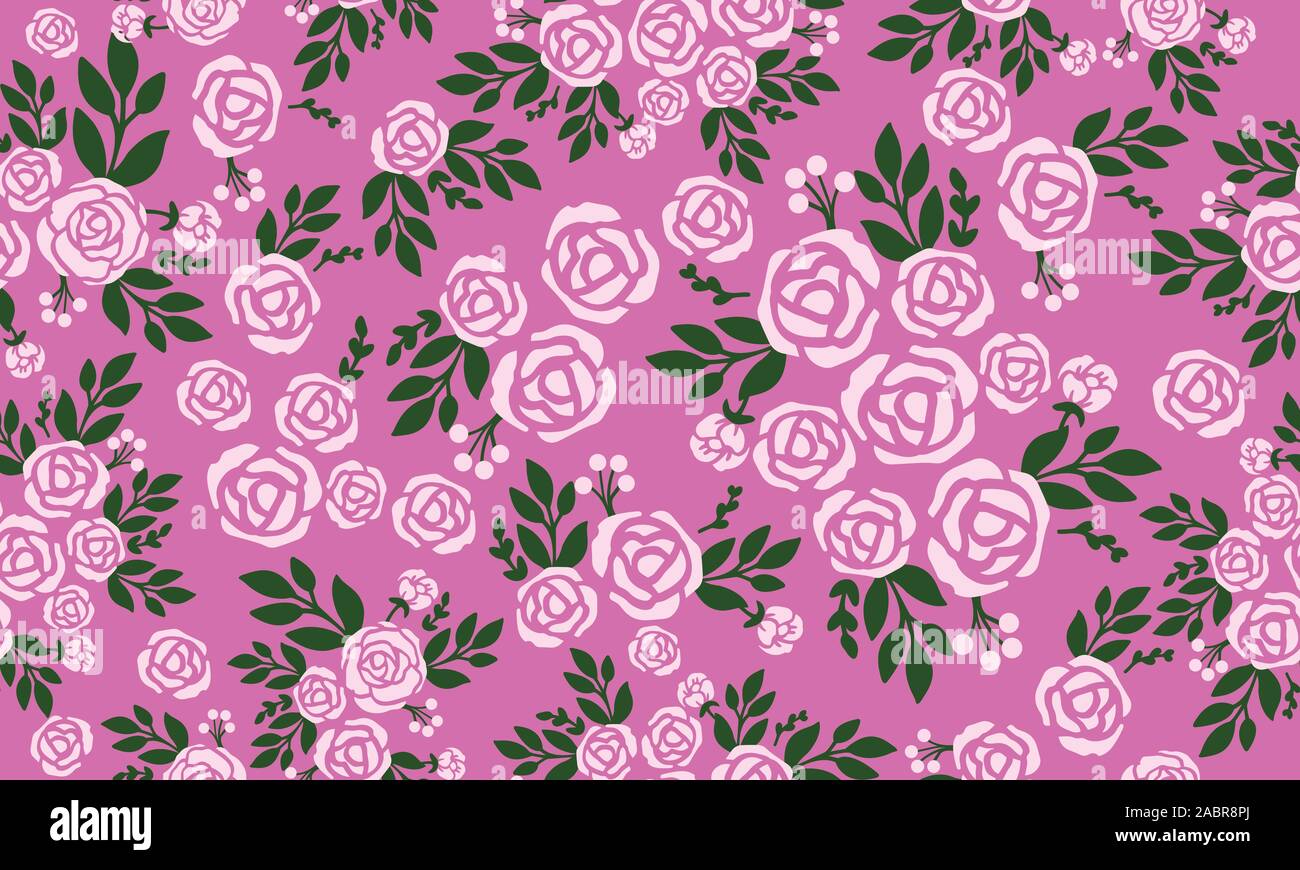 Seamless floral pattern with purple rose flower background Stock Vector ...