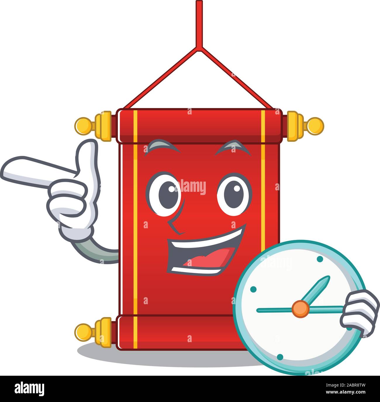 With clock smiling chinese scrolls cartoon character style Stock Vector ...