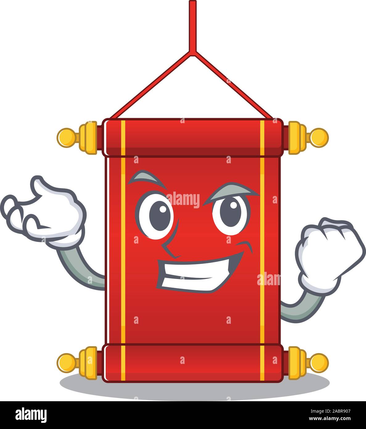 Happy confident Successful chinese scrolls cartoon character style ...