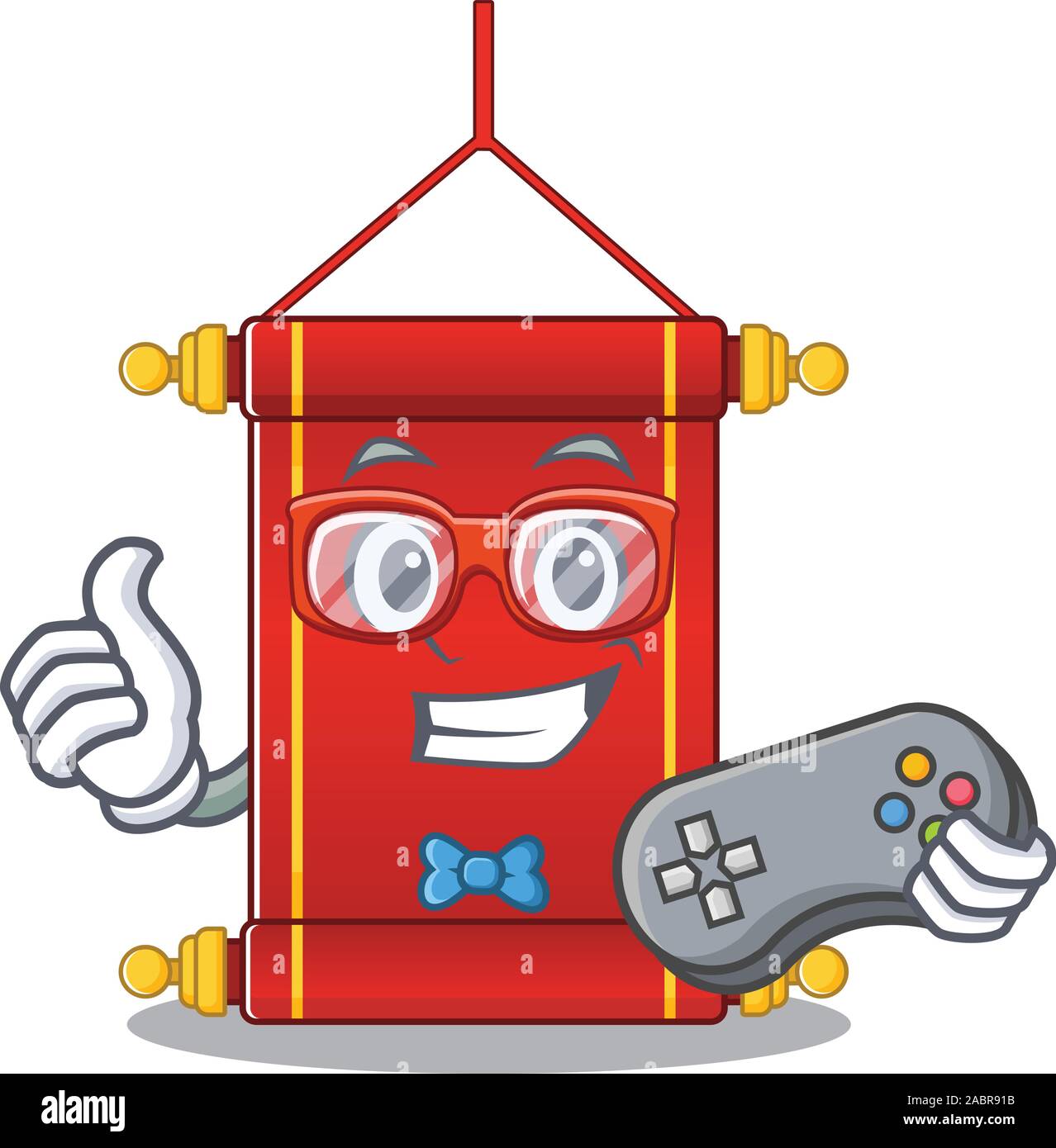 cute geek gamer chinese scrolls cartoon character style Stock Vector ...