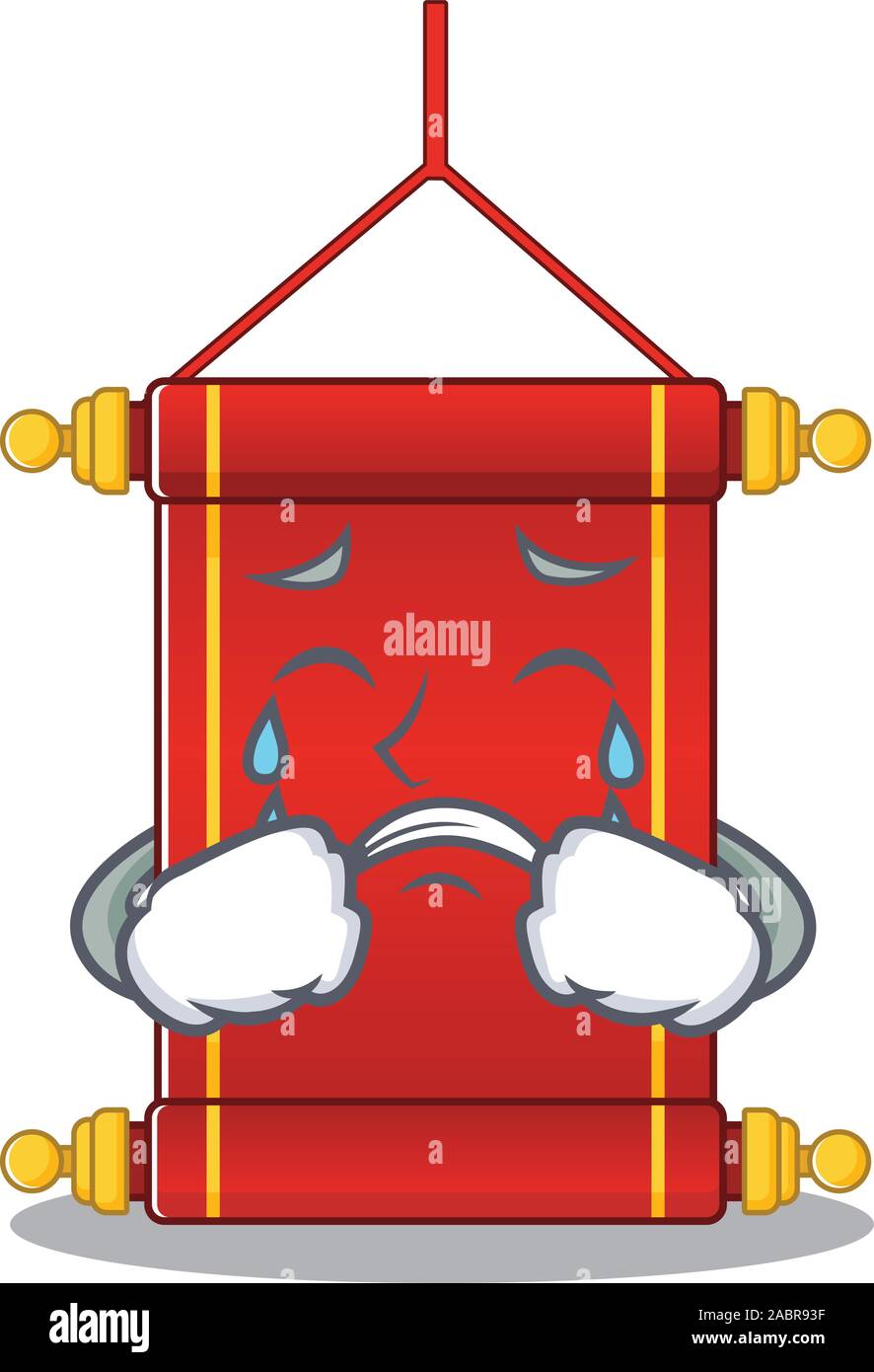 Sad Crying chinese scrolls mascot cartoon style Stock Vector Image ...
