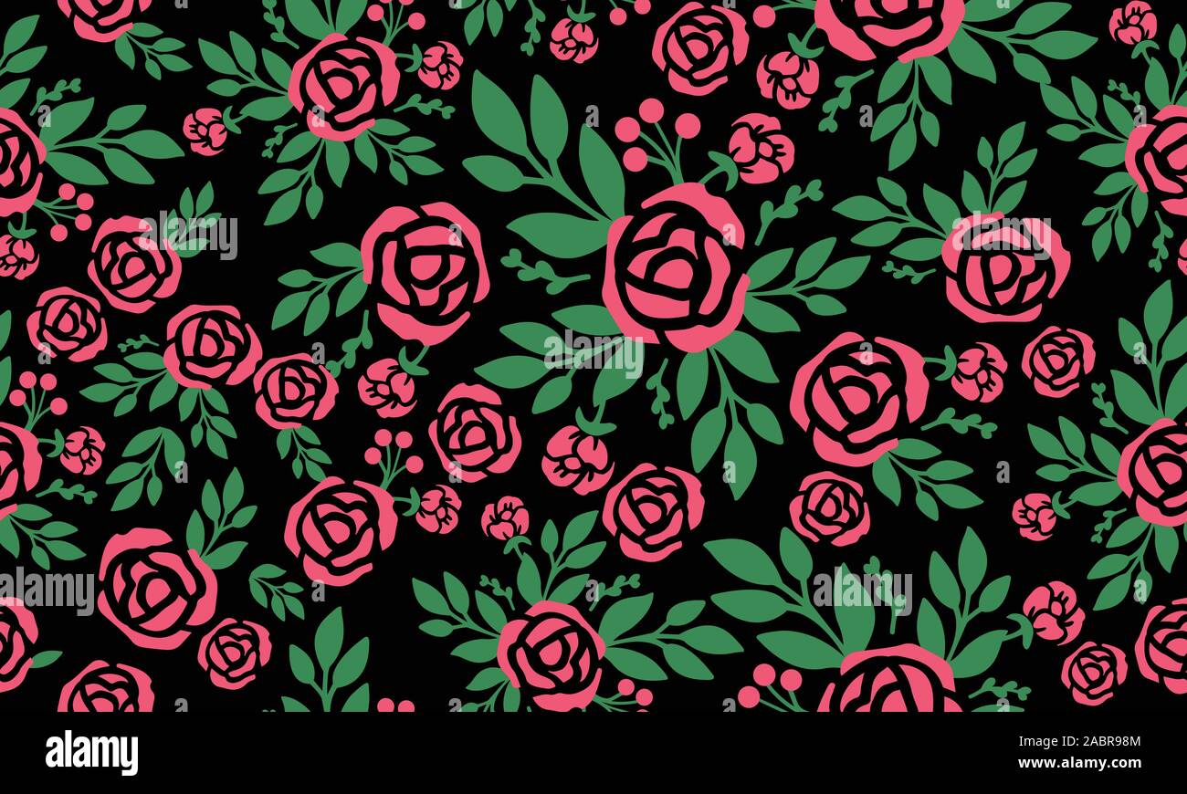 Seamless wallpaper floral pattern with design red rose flower ...