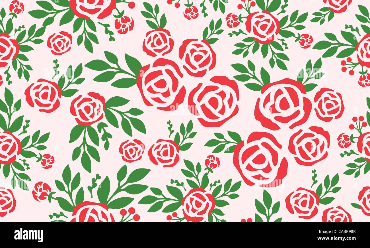 Seamless wallpaper floral pattern with design red rose flower ...