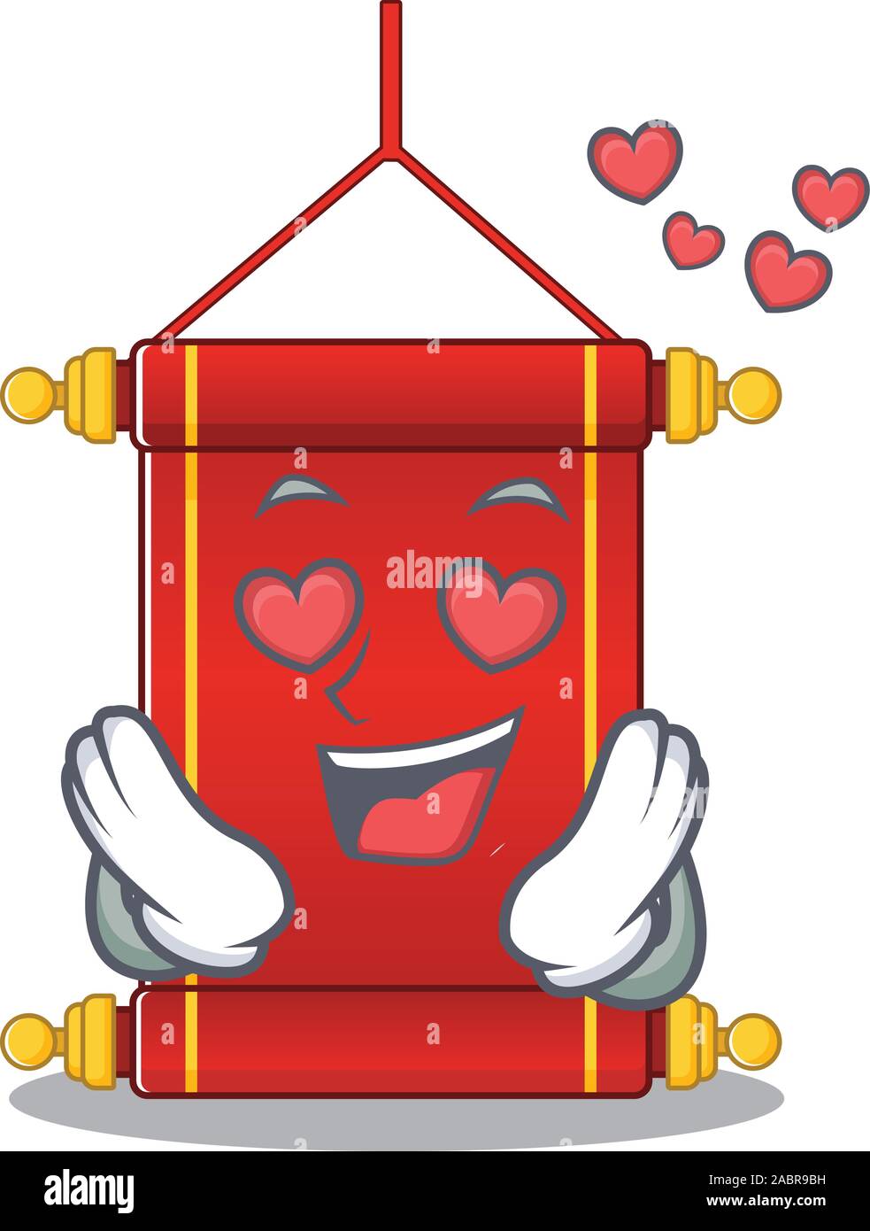 falling In love Happy cute chinese scrolls cartoon design Stock Vector ...