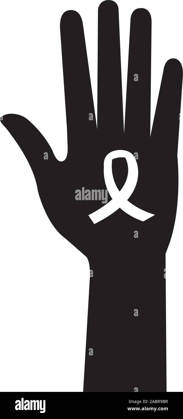 silhouette of hand and ribbon isolated icon Stock Vector Image & Art ...