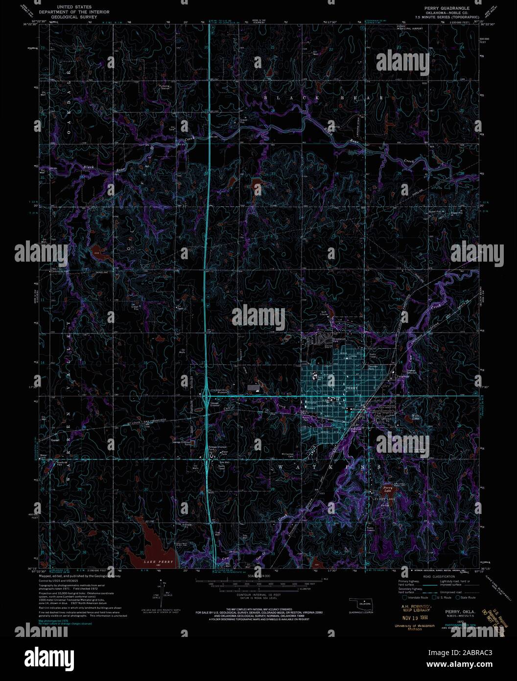Map of perry oklahoma hi-res stock photography and images - Alamy