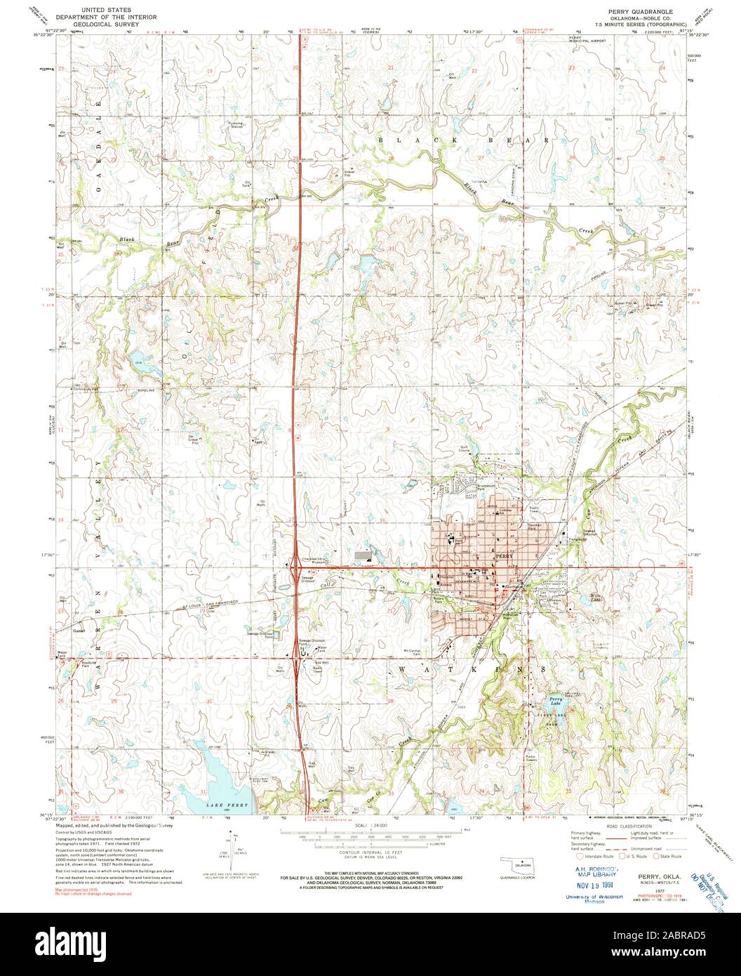 Map of perry oklahoma hi-res stock photography and images - Alamy