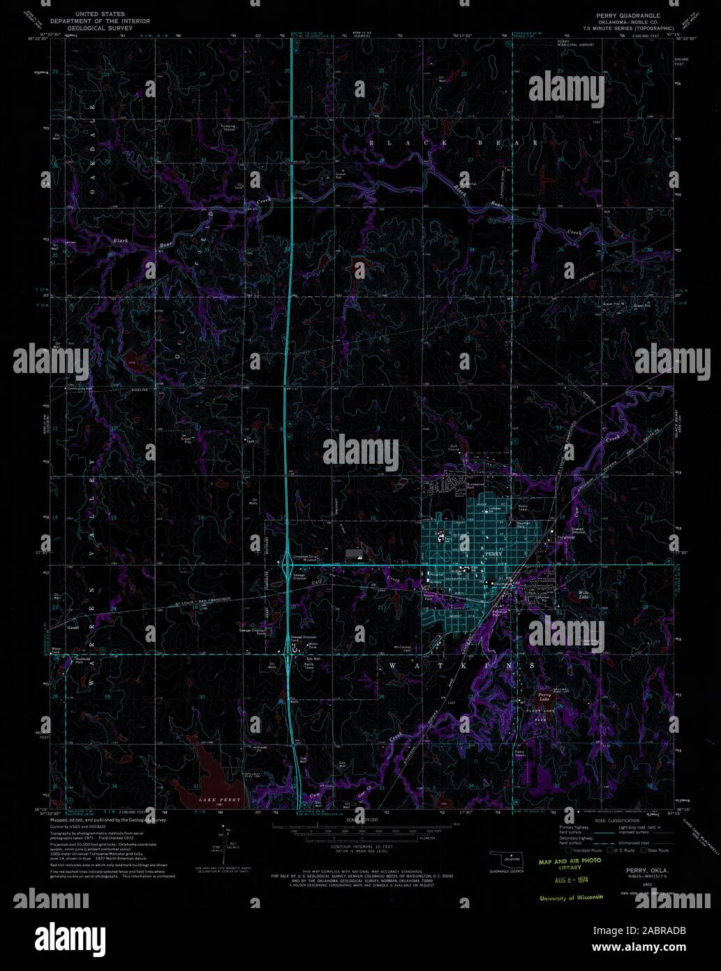 Map of perry oklahoma hi-res stock photography and images - Alamy