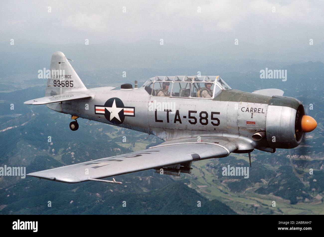 A U.S. Air Force LT-6G aircraft flies in the demilitarized zone over ...