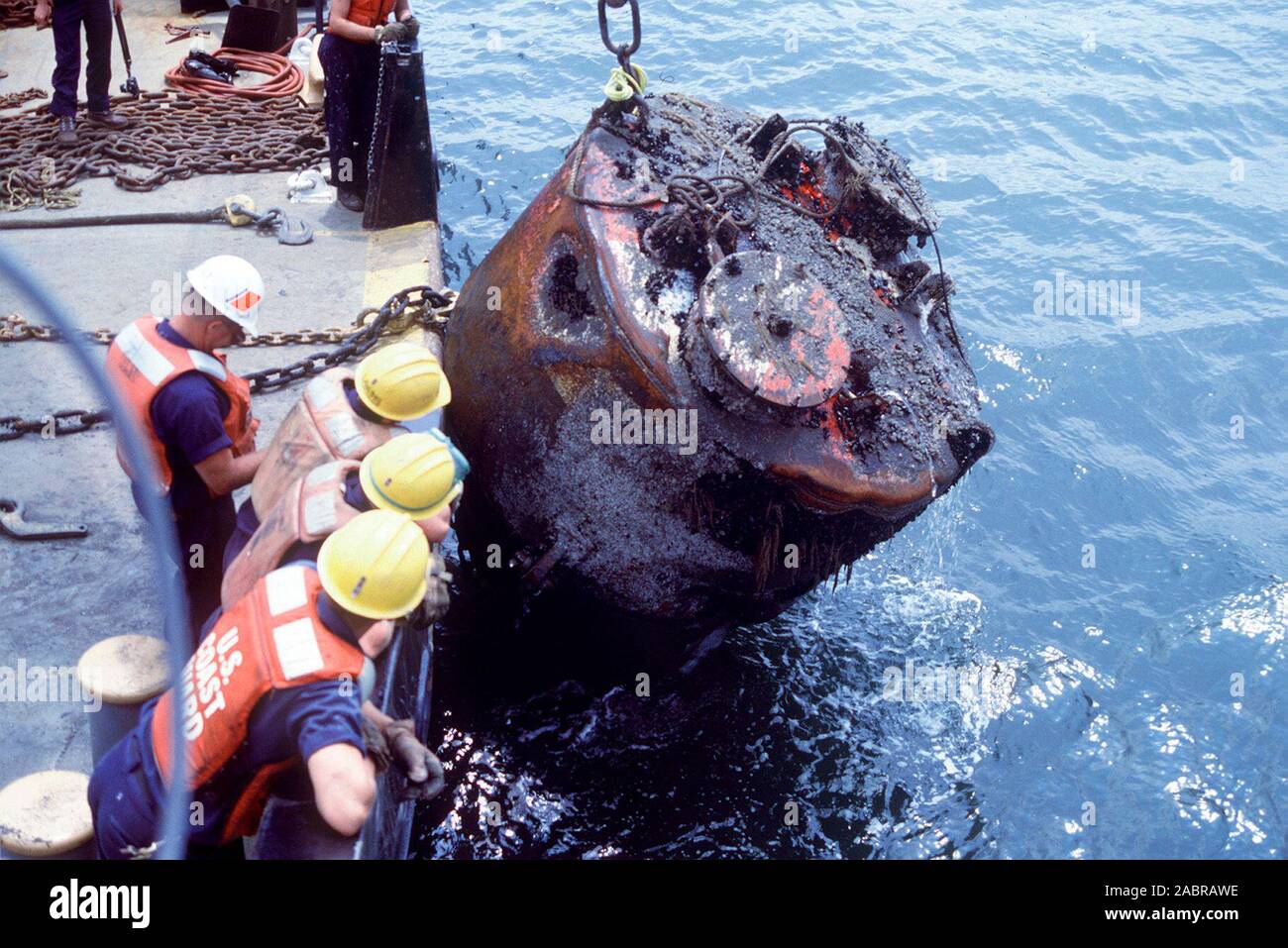 Astoria, OR (July 3)--The crew of the Coast Guard Cutter Cowslip hauls ...