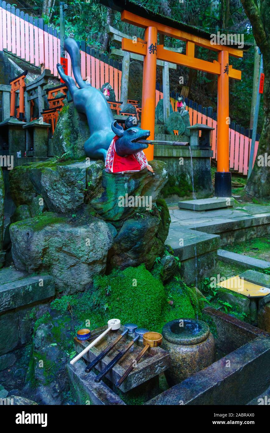 Kyoto, Japan - October 10, 2019: View of a Torii gate, and a fox ...