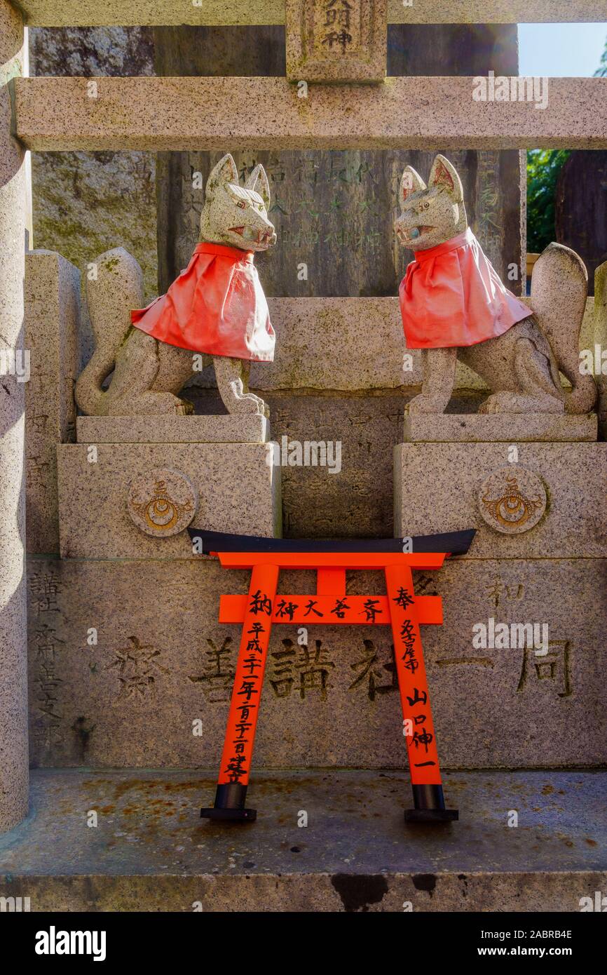 Kyoto, Japan - October 10, 2019: View of a Torii gate, and a fox ...