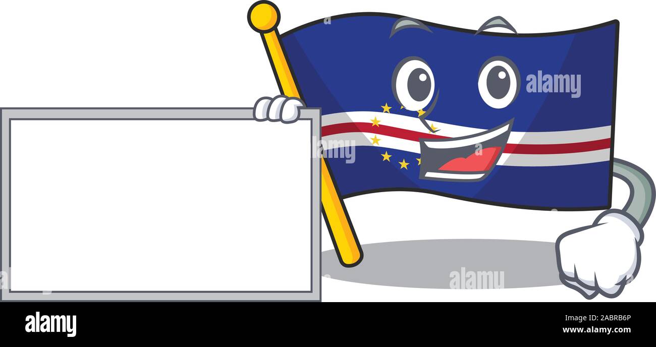Flag cape verde with board cartoon Character design style Stock Vector ...