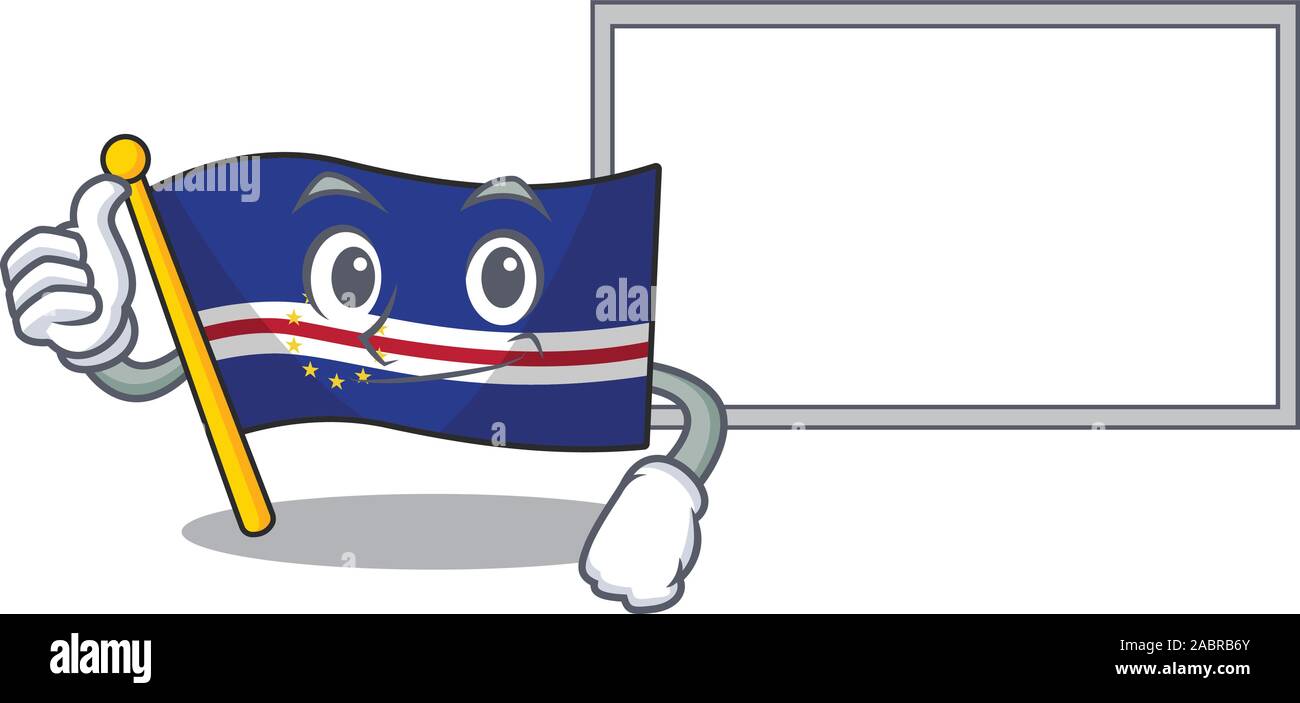 Flag cape verde cute cartoon character Thumbs up with board Stock ...