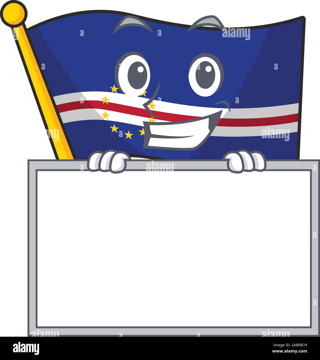 Grinning with board flag cape verde cartoon character style Stock ...
