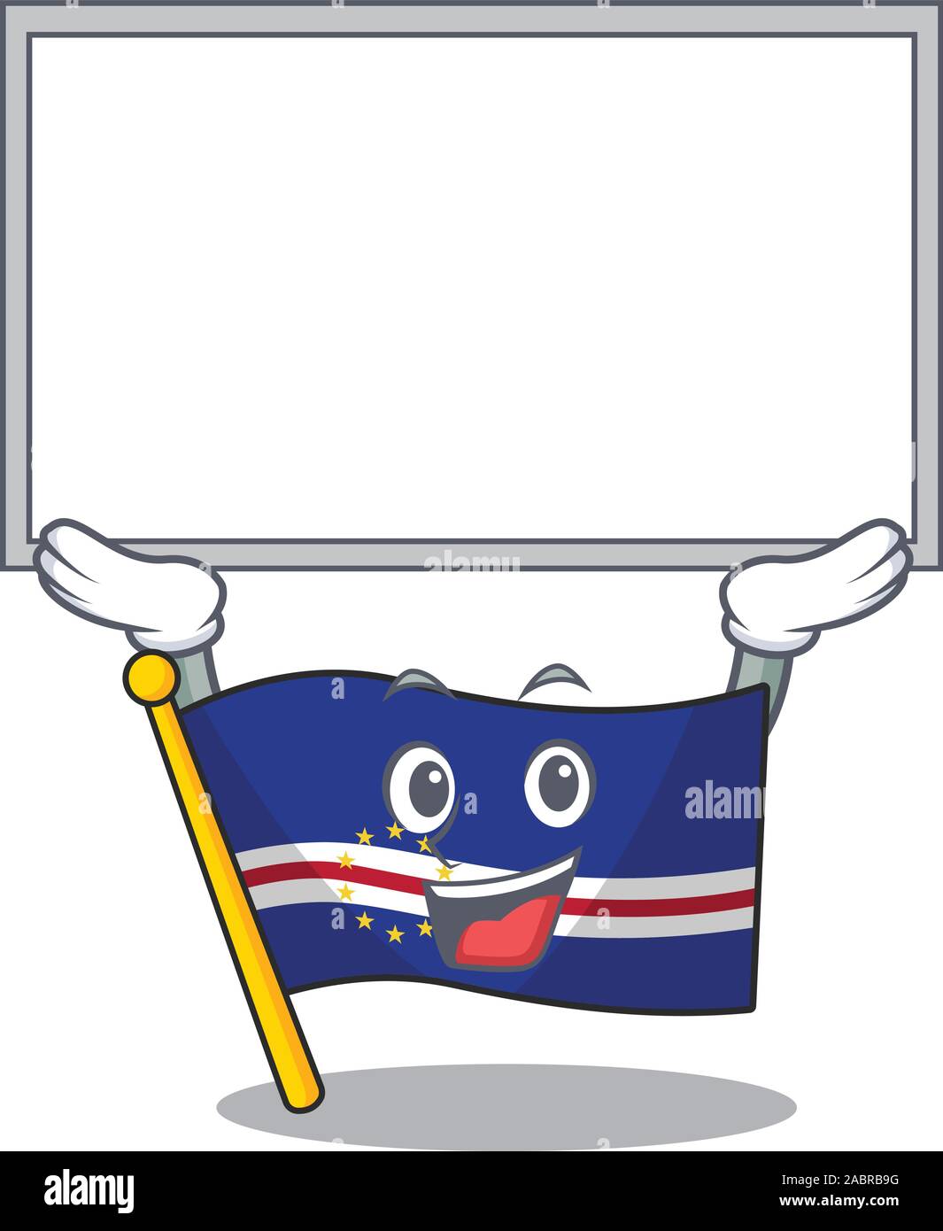 cute cartoon character flag cape verde raised up board Stock Vector ...
