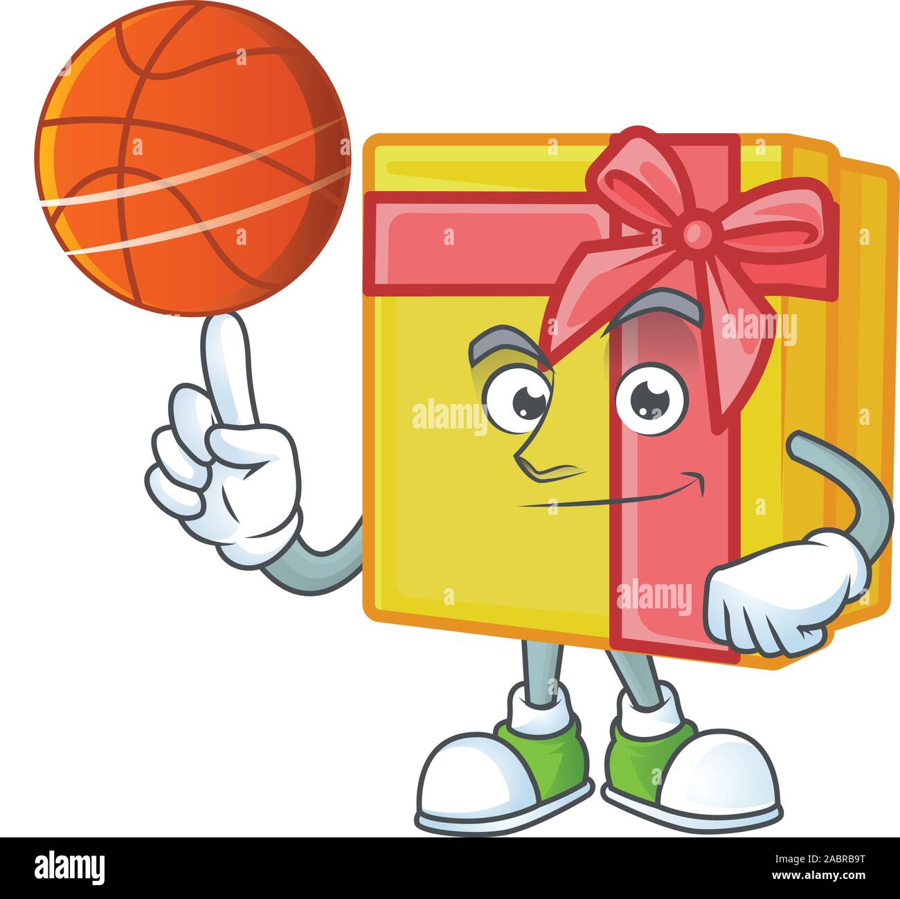 Mascot of yellow gift box cartoon character style with basketball Stock ...