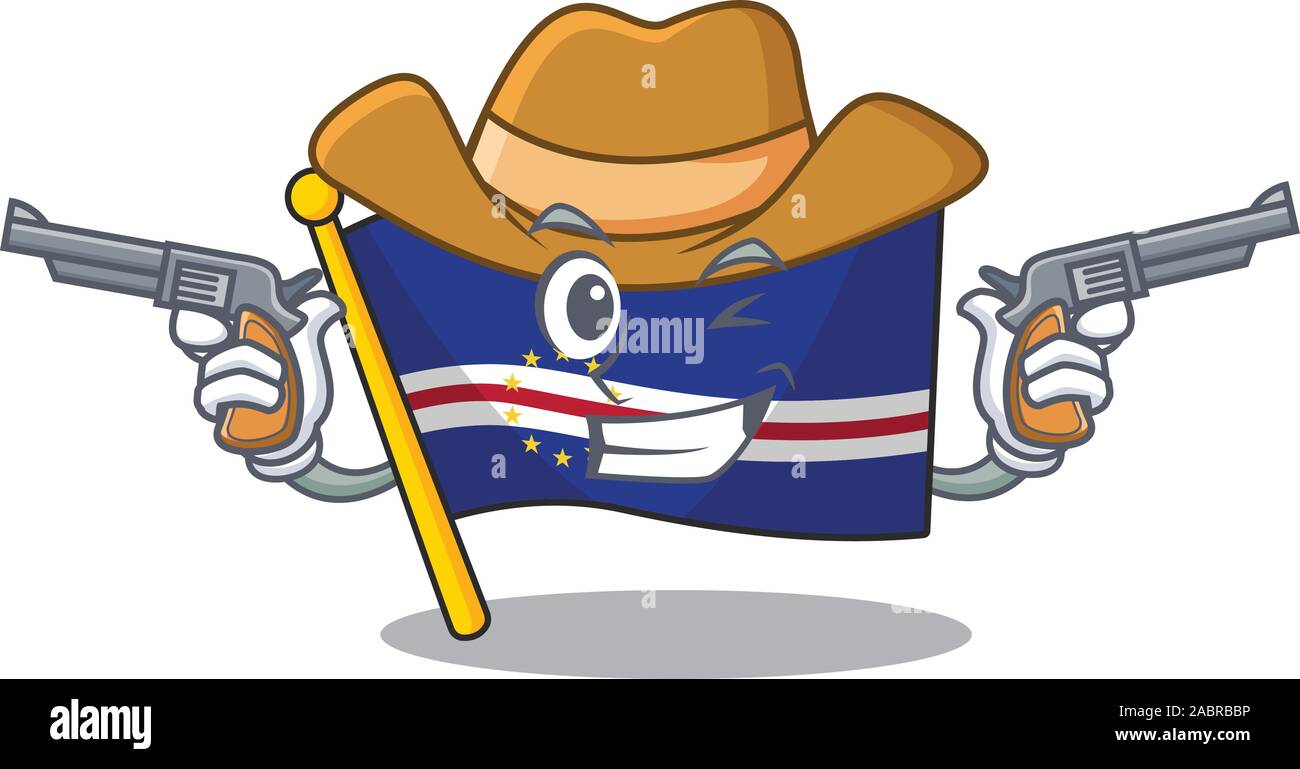Flag cape verde cartoon character as a Cowboy holding guns Stock Vector ...