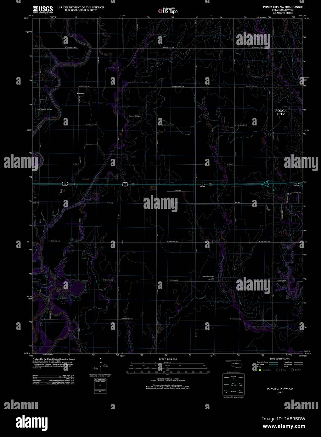 Map of ponca city hi-res stock photography and images - Alamy