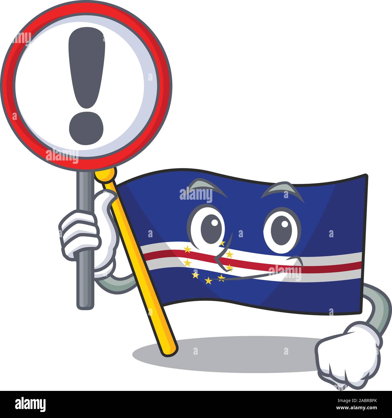 Cartoon style of flag cape verde with sign in his hand Stock Vector ...