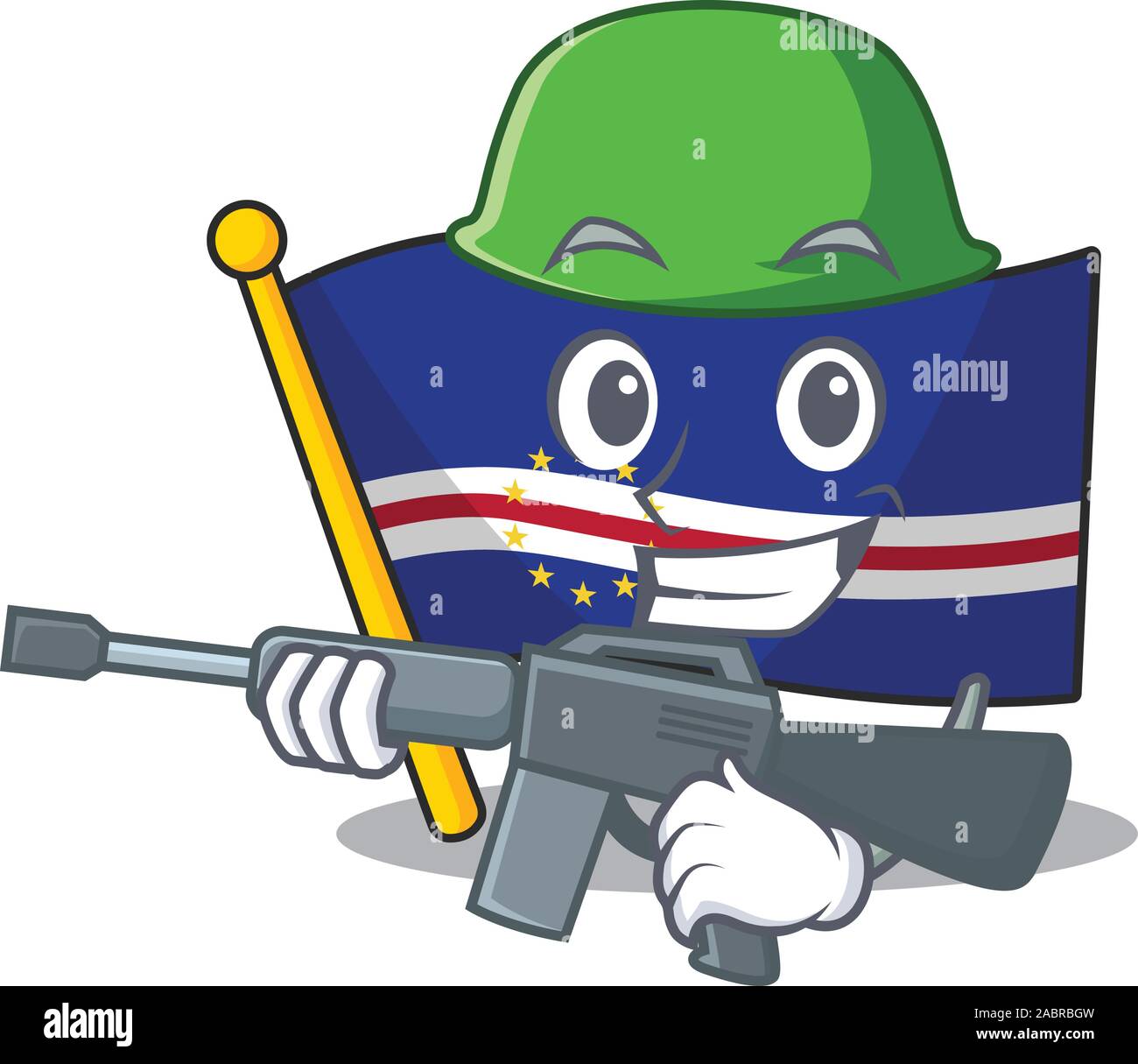 A cartoon style of flag cape verde Army with machine gun Stock Vector ...