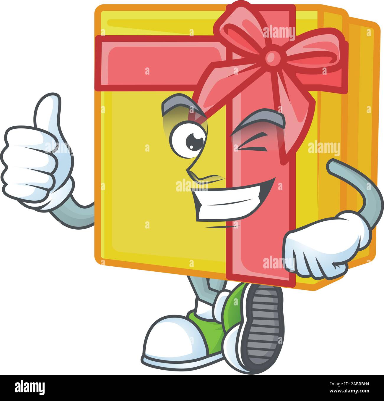 Picture of yellow gift box making Thumbs up gesture Stock Vector Image ...