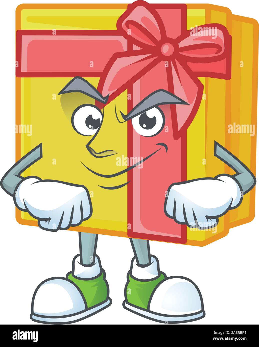 Yellow gift box mascot cartoon style with Smirking face Stock Vector ...