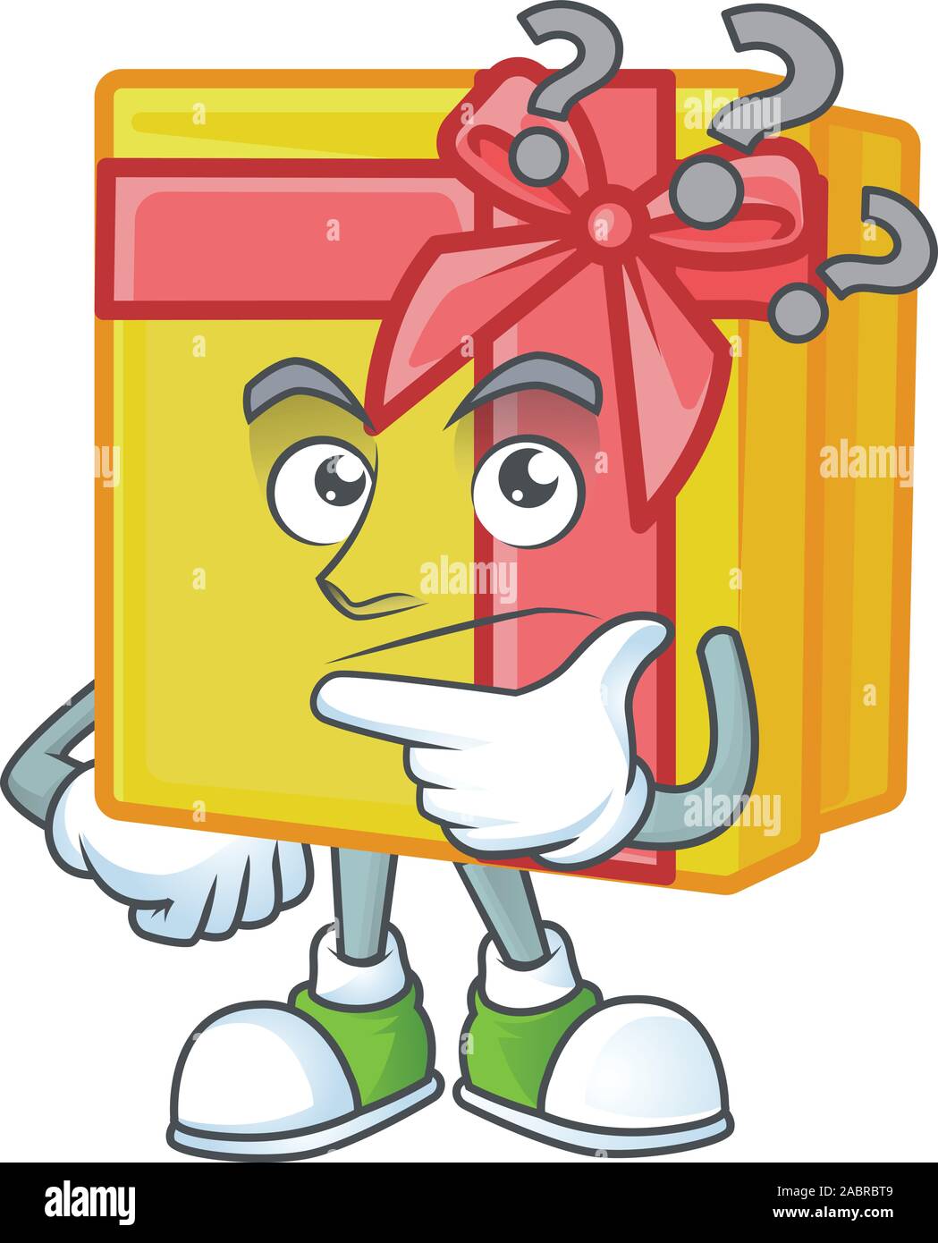 cartoon yellow gift box with confuse face style design Stock Vector ...