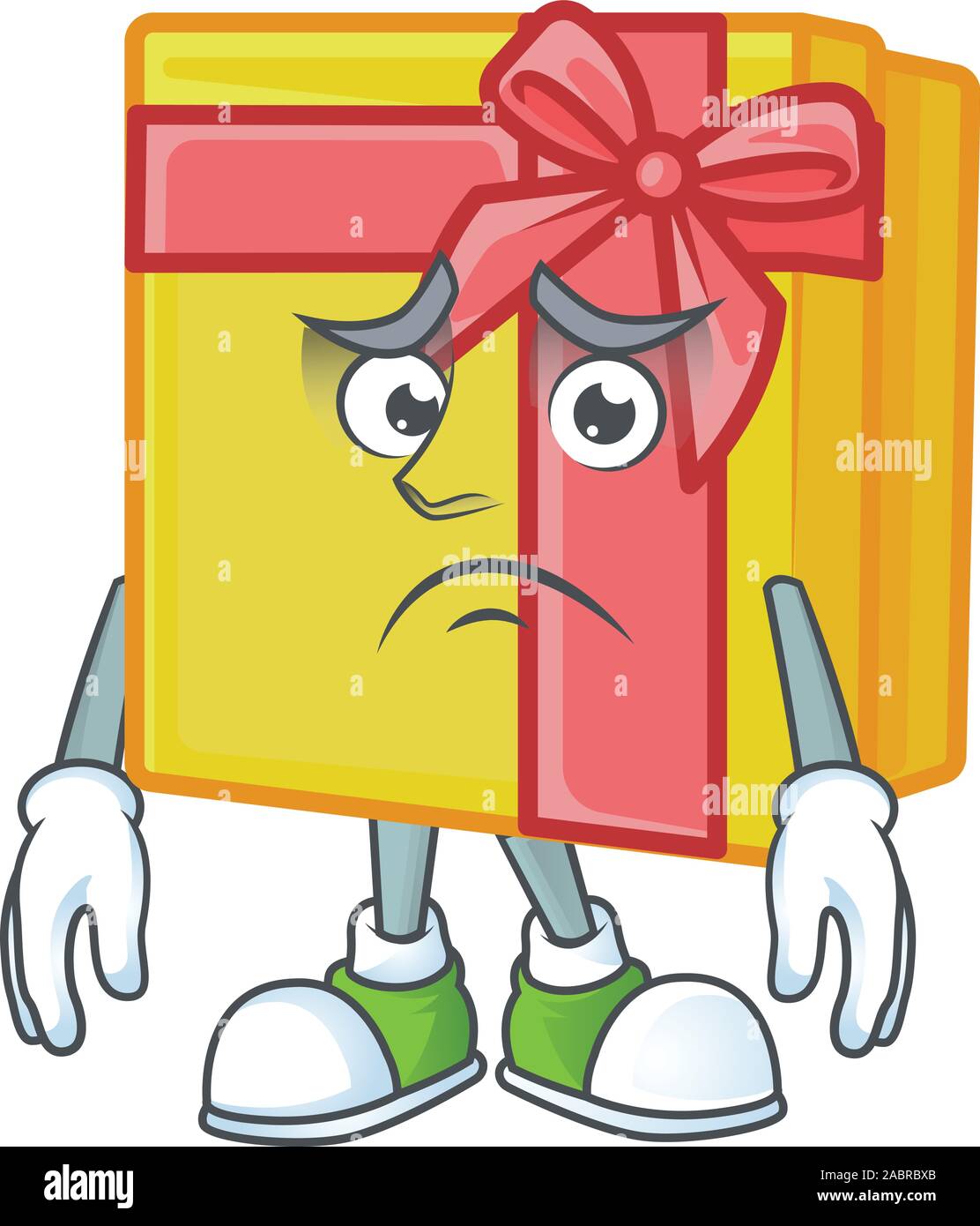 Yellow gift box Cartoon character showing afraid look face Stock Vector ...