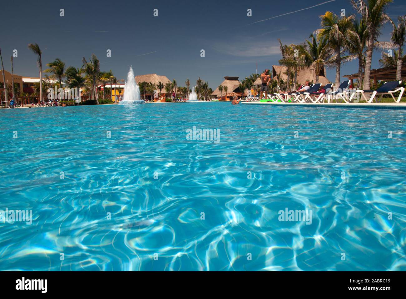 Rivera Maya Mexico pool bar palm fontain Stock Photo - Alamy