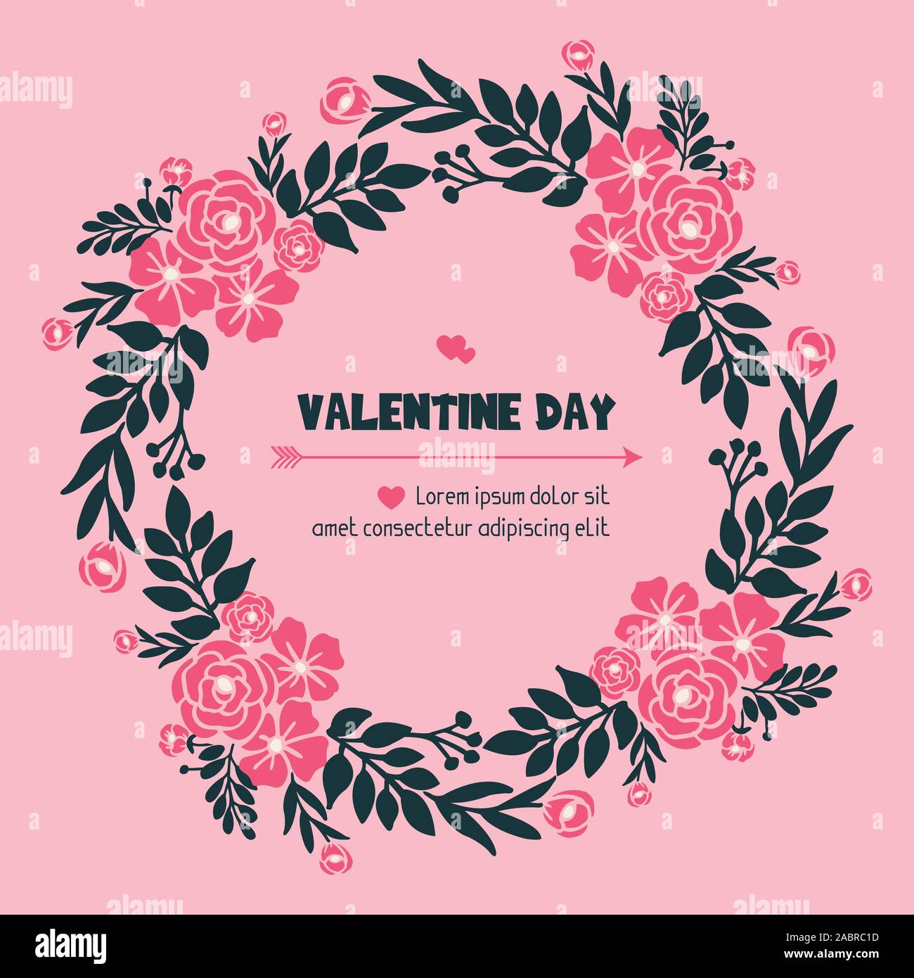Cute pink flower frame, for valentine day card style. Vector Stock ...