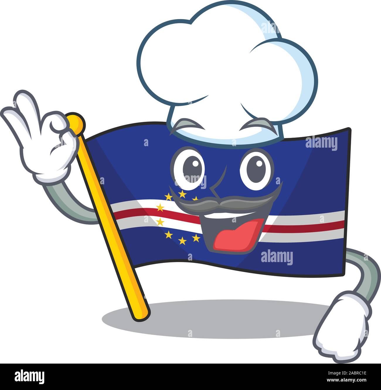 Happy Chef flag cape verde cartoon character with white hat Stock ...
