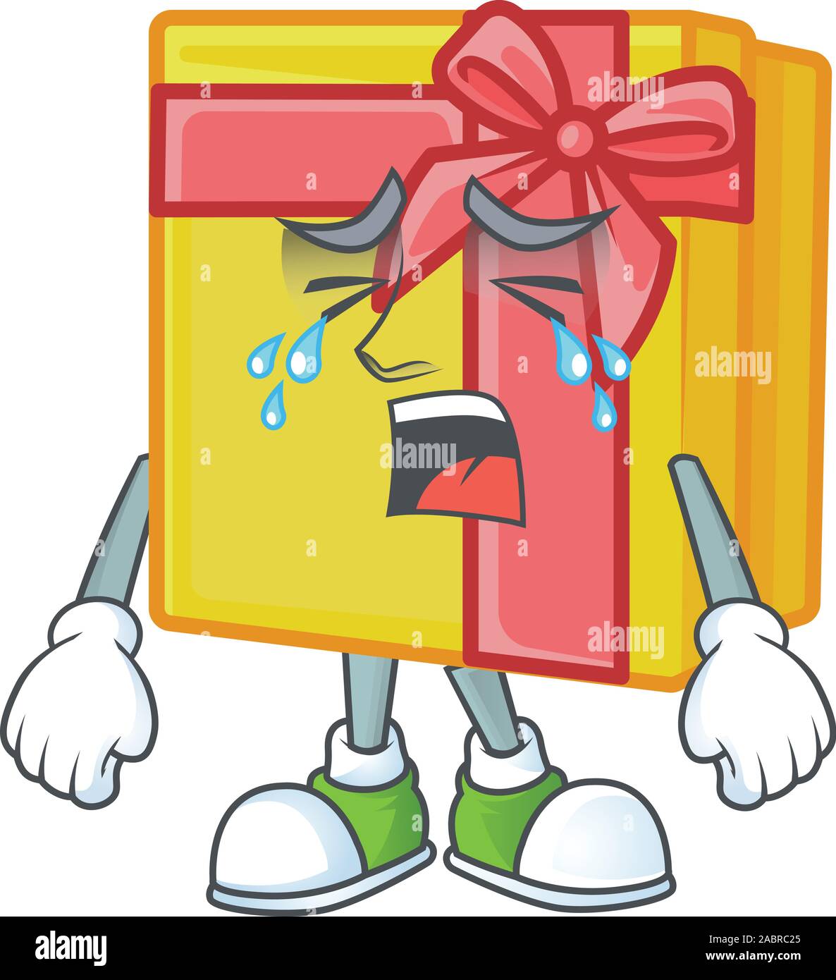 Sad Crying yellow gift box cartoon character design style Stock Vector ...