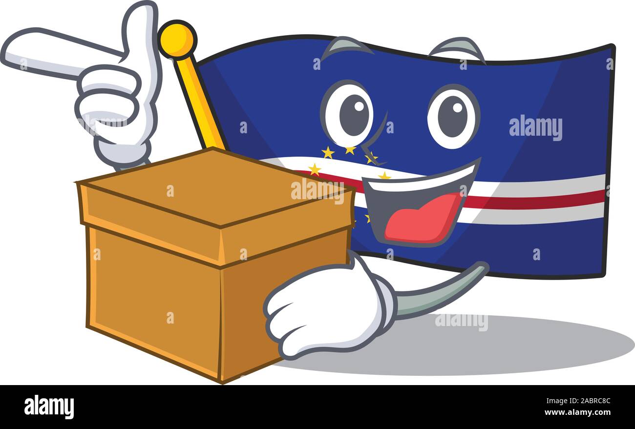 With box Super Funny flag cape verde cartoon character style Stock ...