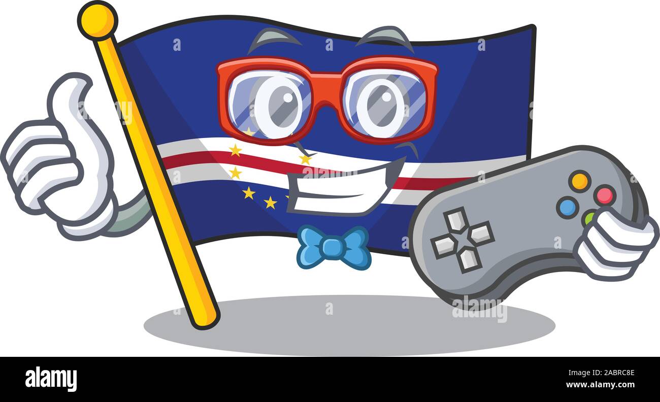 cute geek gamer flag cape verde cartoon character style Stock Vector ...