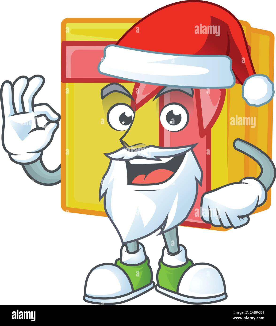 Yellow gift box in Santa cartoon character design Stock Vector Image ...