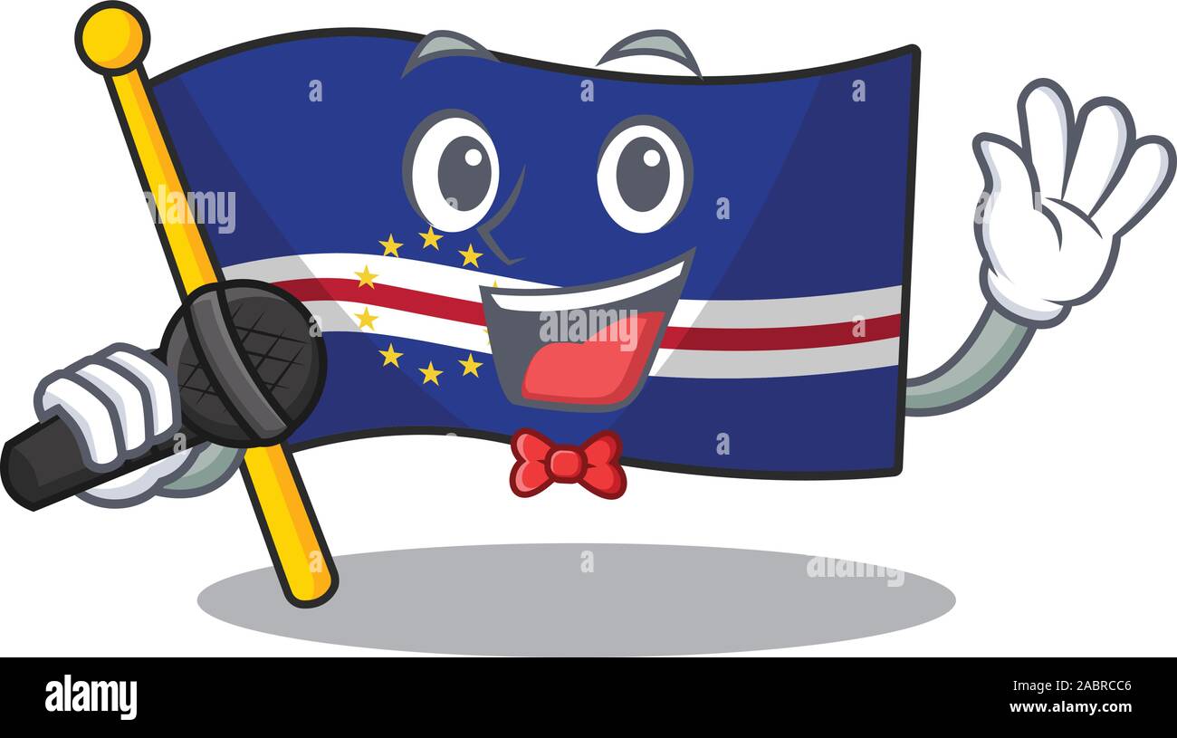 cartoon Singing flag cape verde while holding a microphone Stock Vector ...