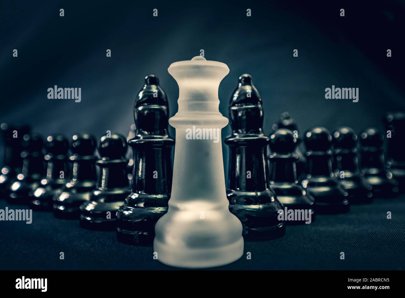 White queen chess piece leading opposing side against her king Stock ...