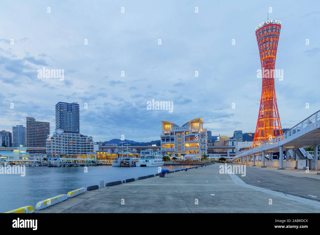 Kobe, Japan - October 11, 2019: Sunset view of the Port, with the Kobe ...