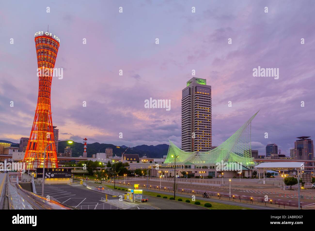 Kobe, Japan - October 11, 2019: Sunset view of the Port, with the Kobe ...