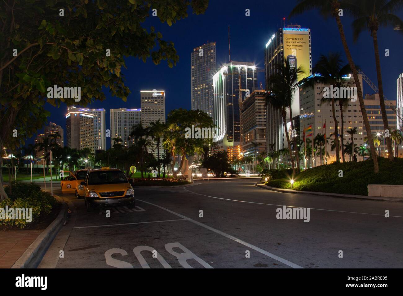 Downtown miami city lights night hi-res stock photography and images ...