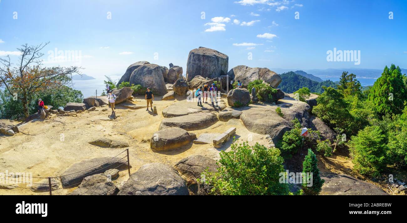 Miyajima, Japan - October 13, 2019: Panoramic view of the top of Mount ...