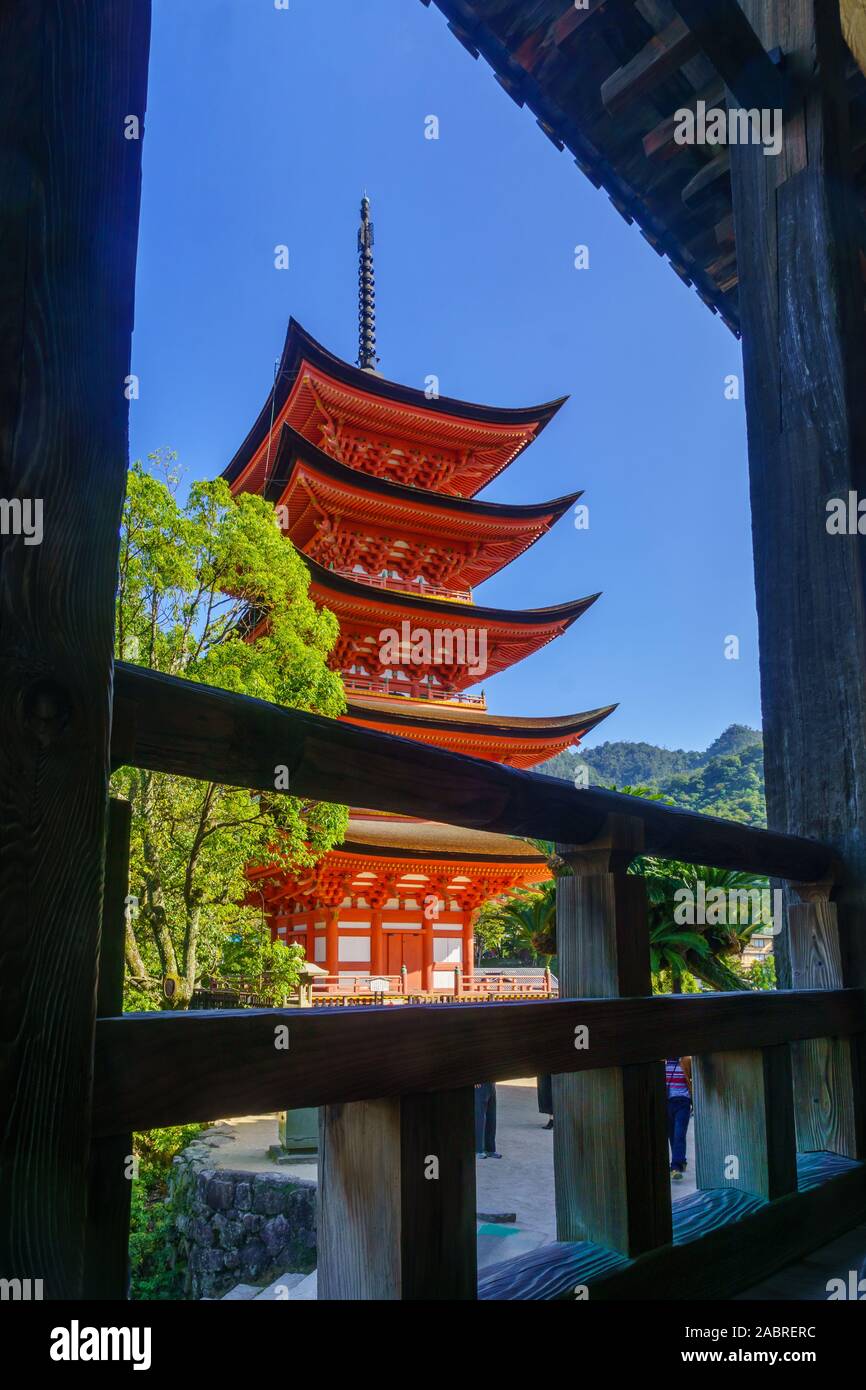 Miyajima, Japan - October 13, 2019: View of the Senjokaku Pavilion, and ...