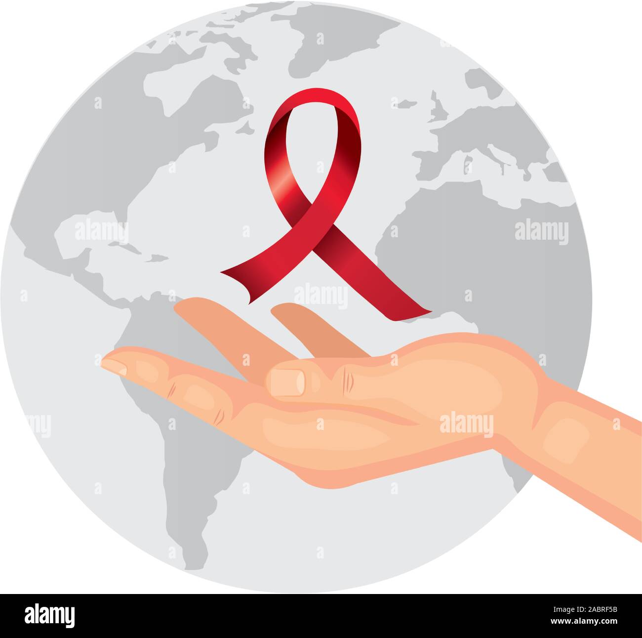 hand with aids day awareness ribbon and planet earth Stock Vector Image ...