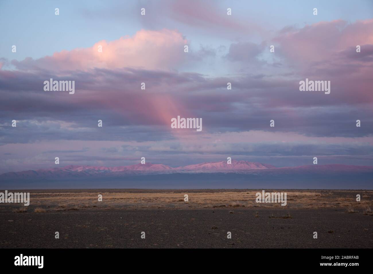 steppe near the mountains. Western Mongolia Stock Photo - Alamy