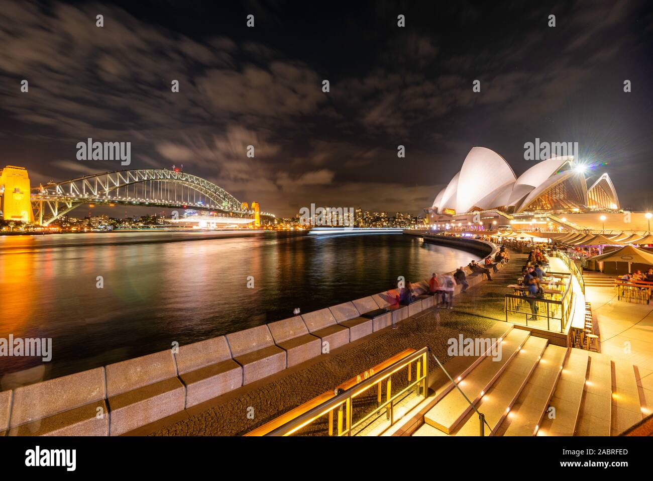 The Sydney Opera House and the Harbor Bridge in night Stock Photo - Alamy