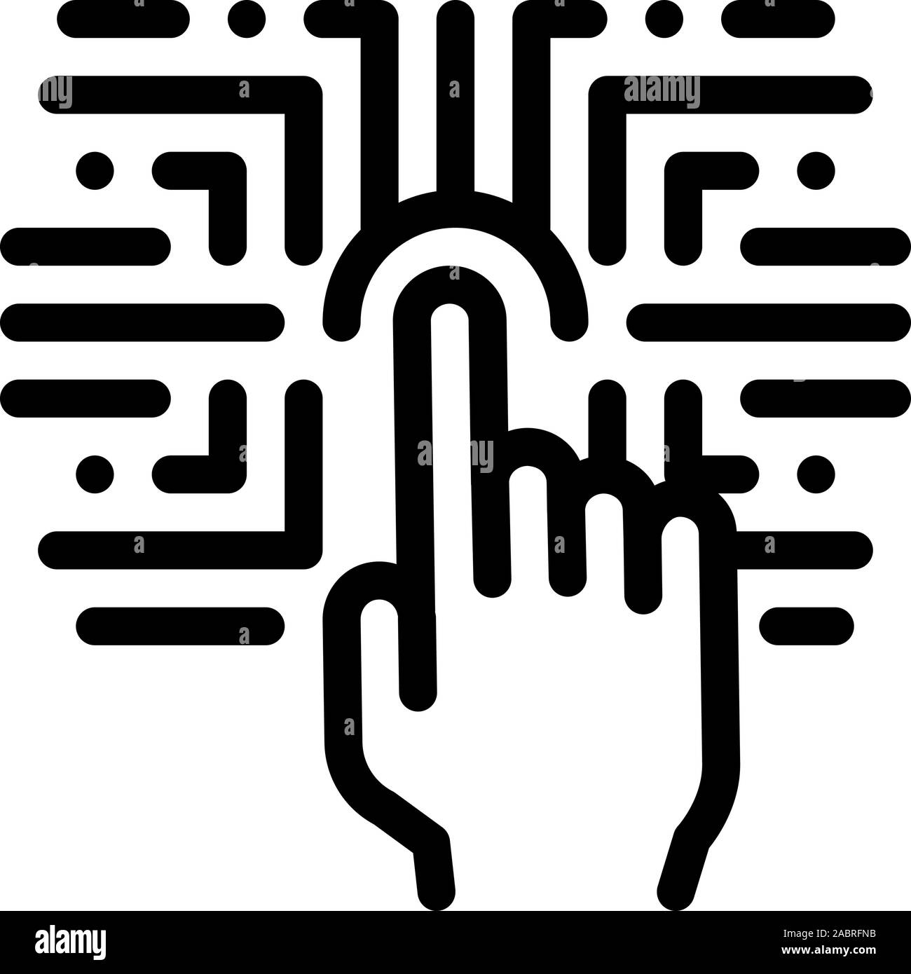 Biometric Fingerprint Verification Icon Vector Outline Illustration