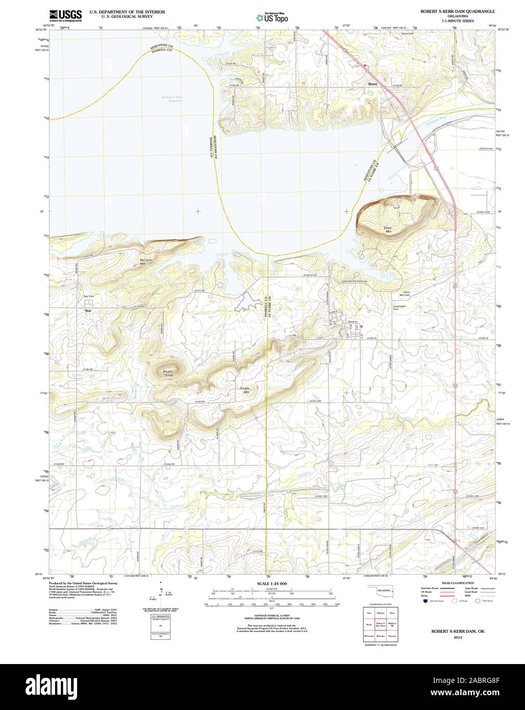 USGS TOPO Map Oklahoma OK Robert S Kerr Dam 20121107 TM Restoration ...