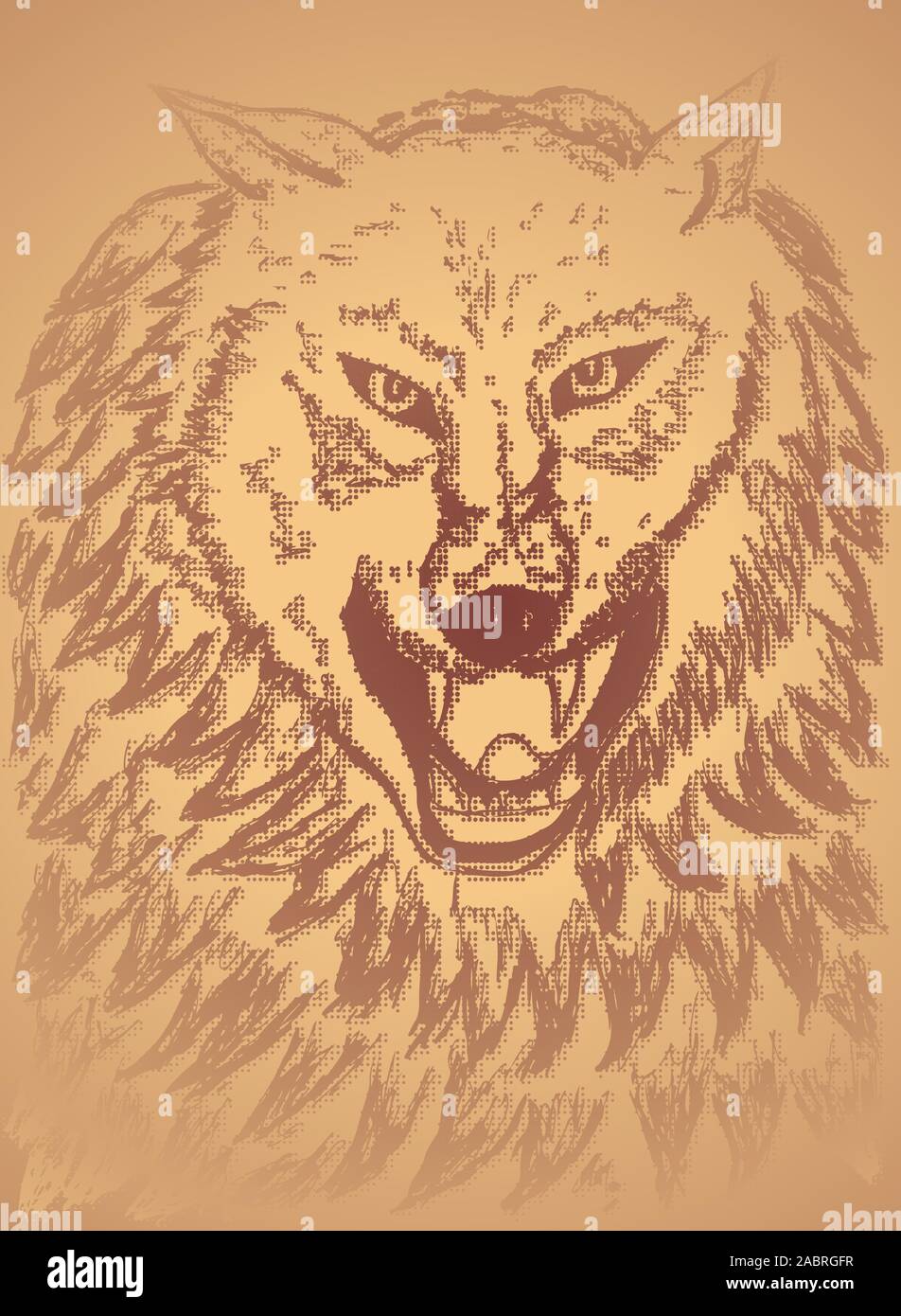 Grunge sketch of an abstract wolf, hand drawn illustration Stock Vector ...